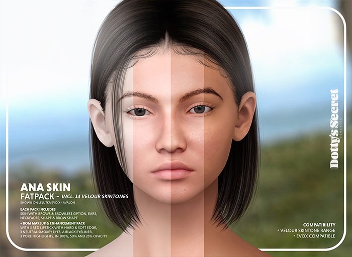 Second Life Marketplace - Dotty's Secret - Ana - Face Skin [FATPACK] [EVOX]